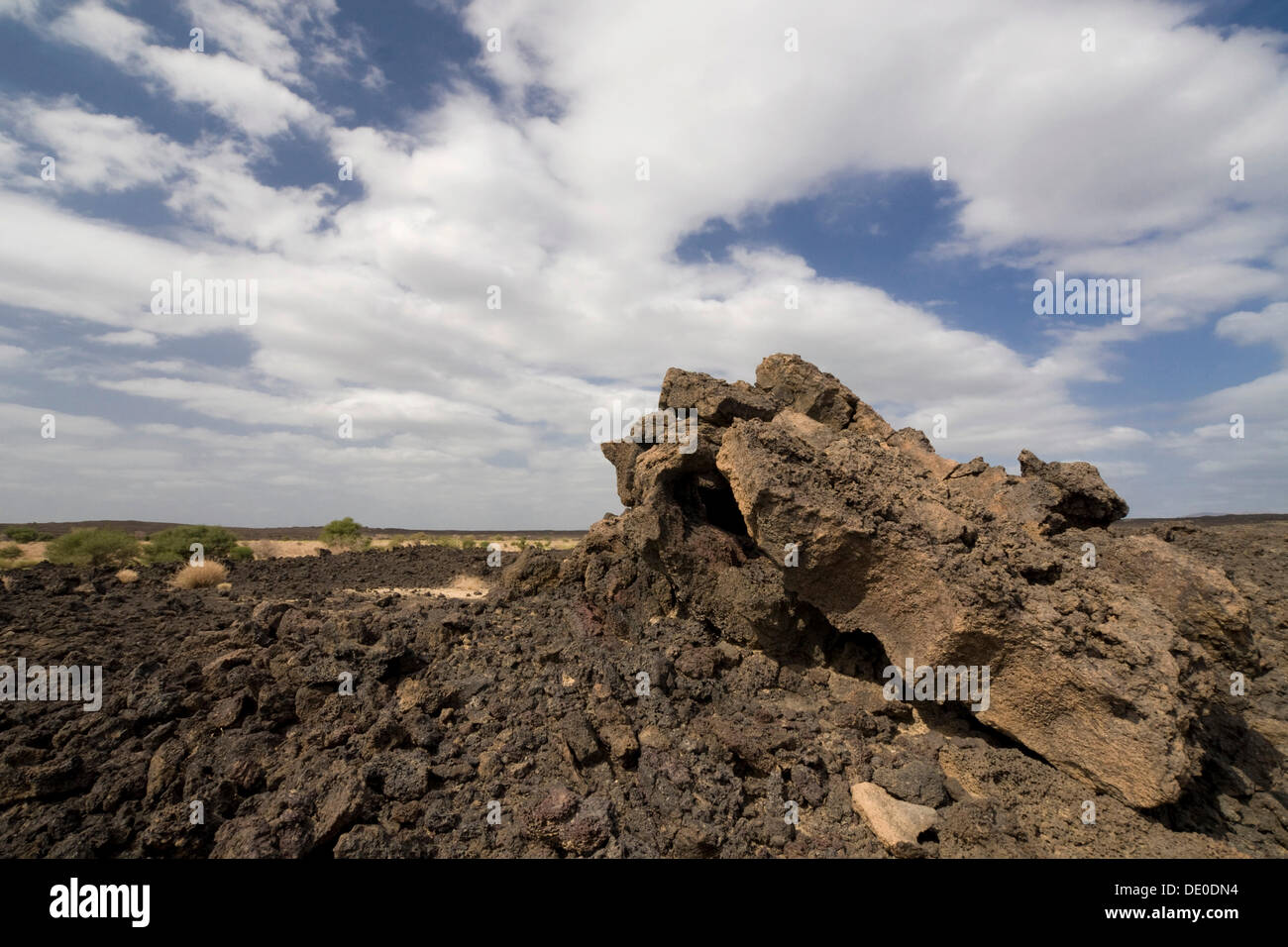 Lava fields near the main village of the Afar at the Mt Ertale volcano ...