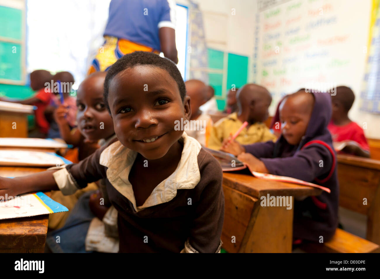 School children in a small school on the outskirts of Musanze Stock ...