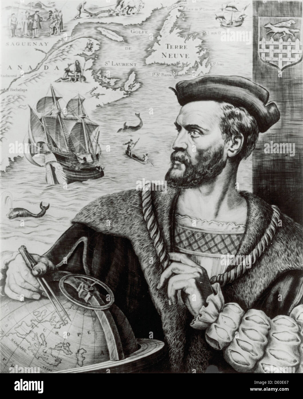 Jacques Cartier, 16th century French explorer. Cartier (1491-1557 Stock ... Jacques Cartier, 16th century French explorer. Cartier (1491-1557 Stock ...