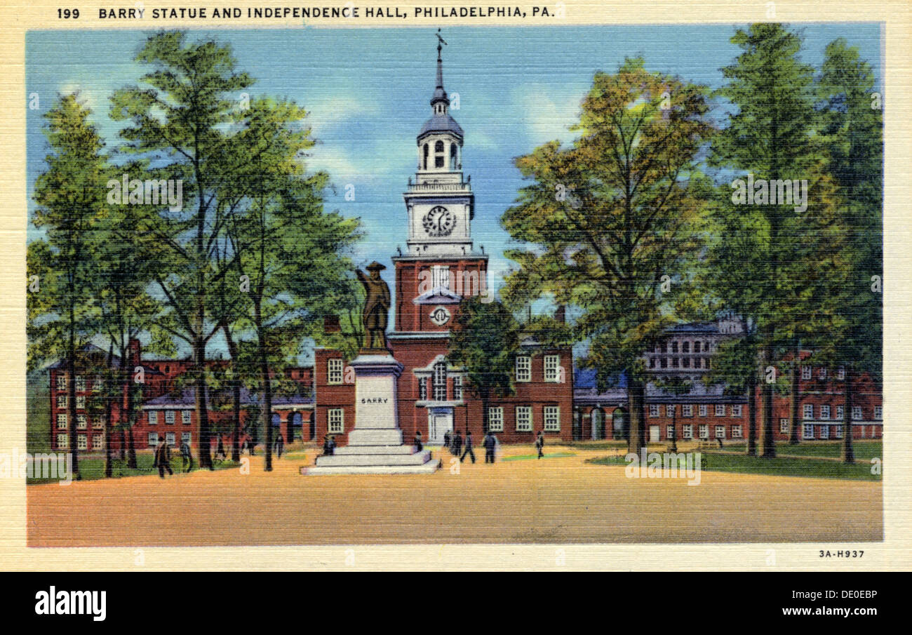 Barry Statue and Independence Hall, Philadelphia, Pennsylvania, USA ...