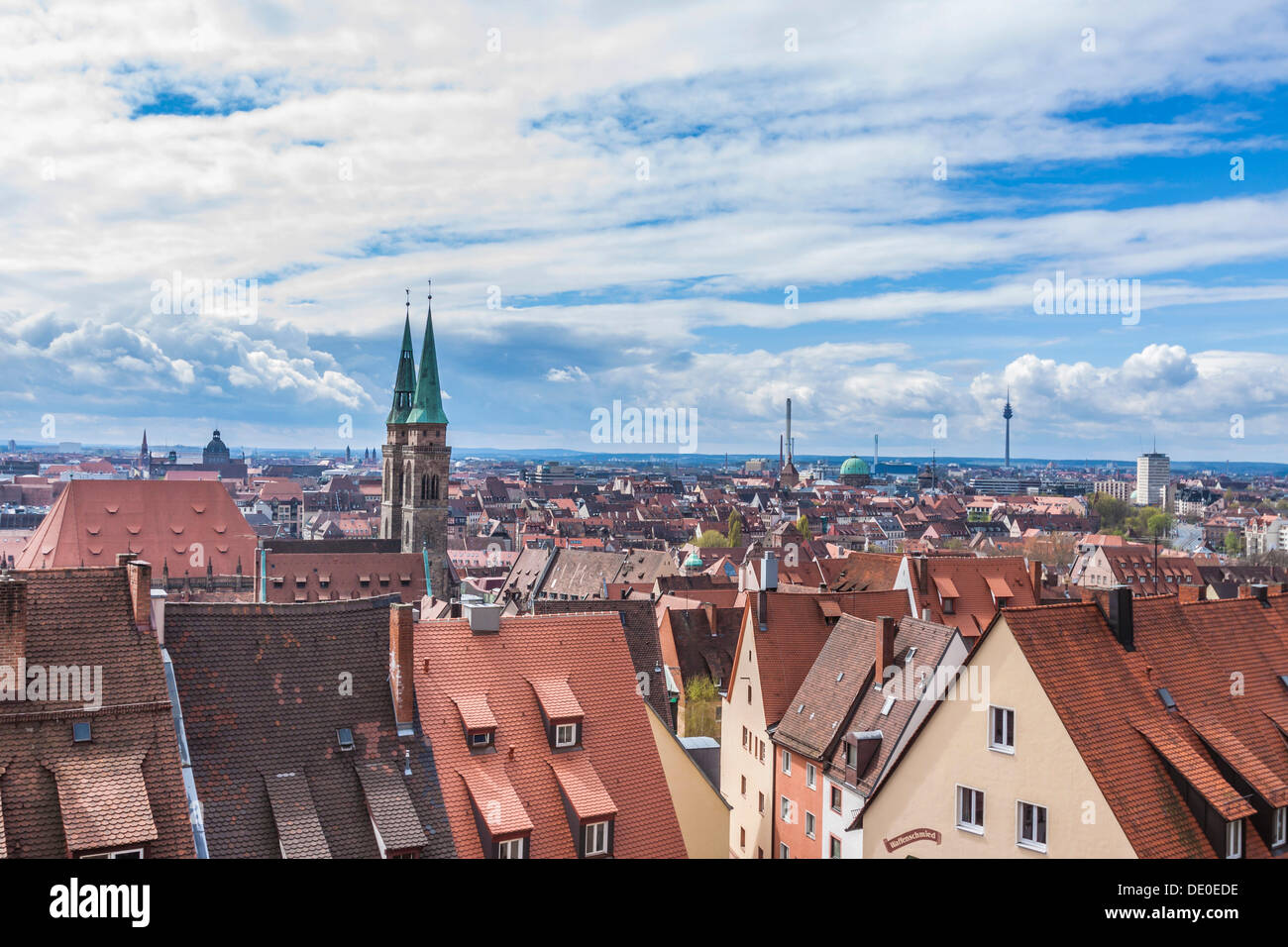 View from the Kaiserburg or Imperial Castle, Nuremberg, Franconia ...