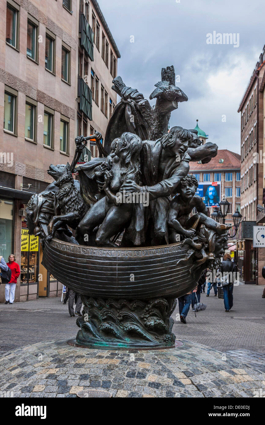 Narrenschiff fountain sculpture by Juergen Weber, 1984-1987, a dry ...