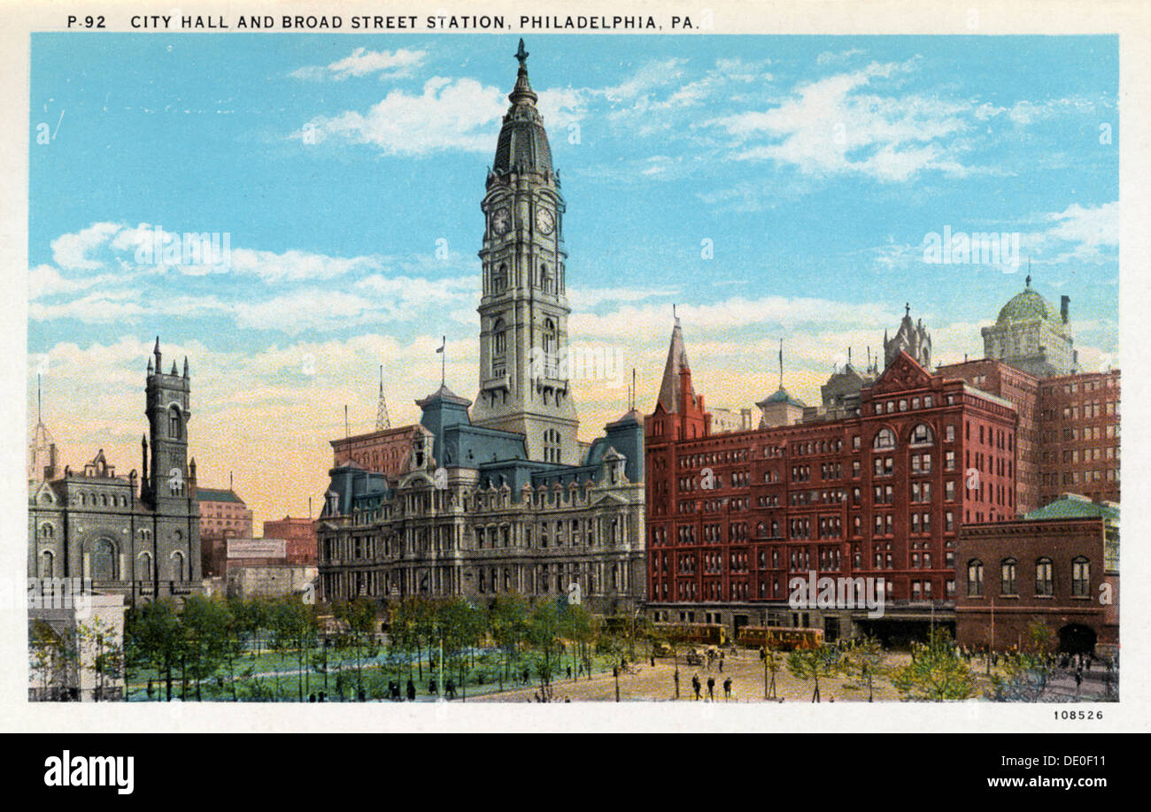 City Hall and Broad Street Station, Philadelphia, Pennsylvania, USA ...