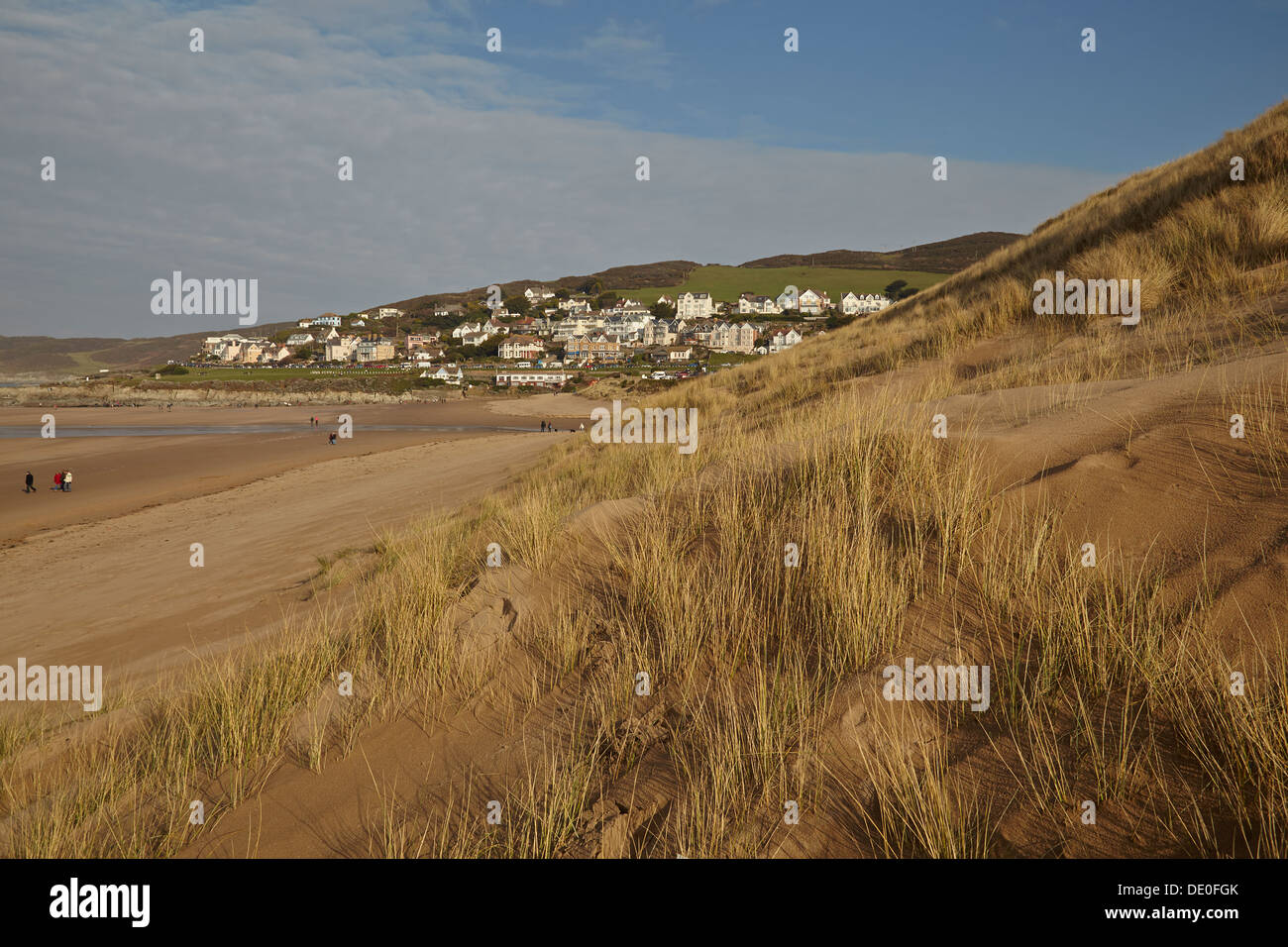 Sand dunes at Woolacombe beach, Woolacombe, near Ilfracombe, in north ...
