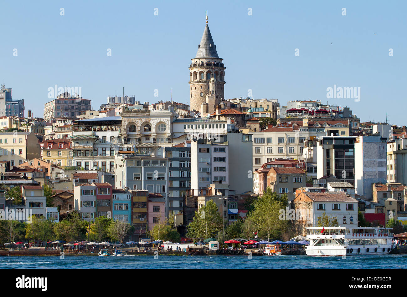 Beyoglu district historic architecture and medieval Galata tower in ...