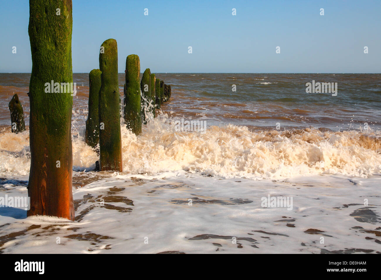 Waves crashing on Spurn Point Beach, Yorkshire Stock Photo - Alamy
