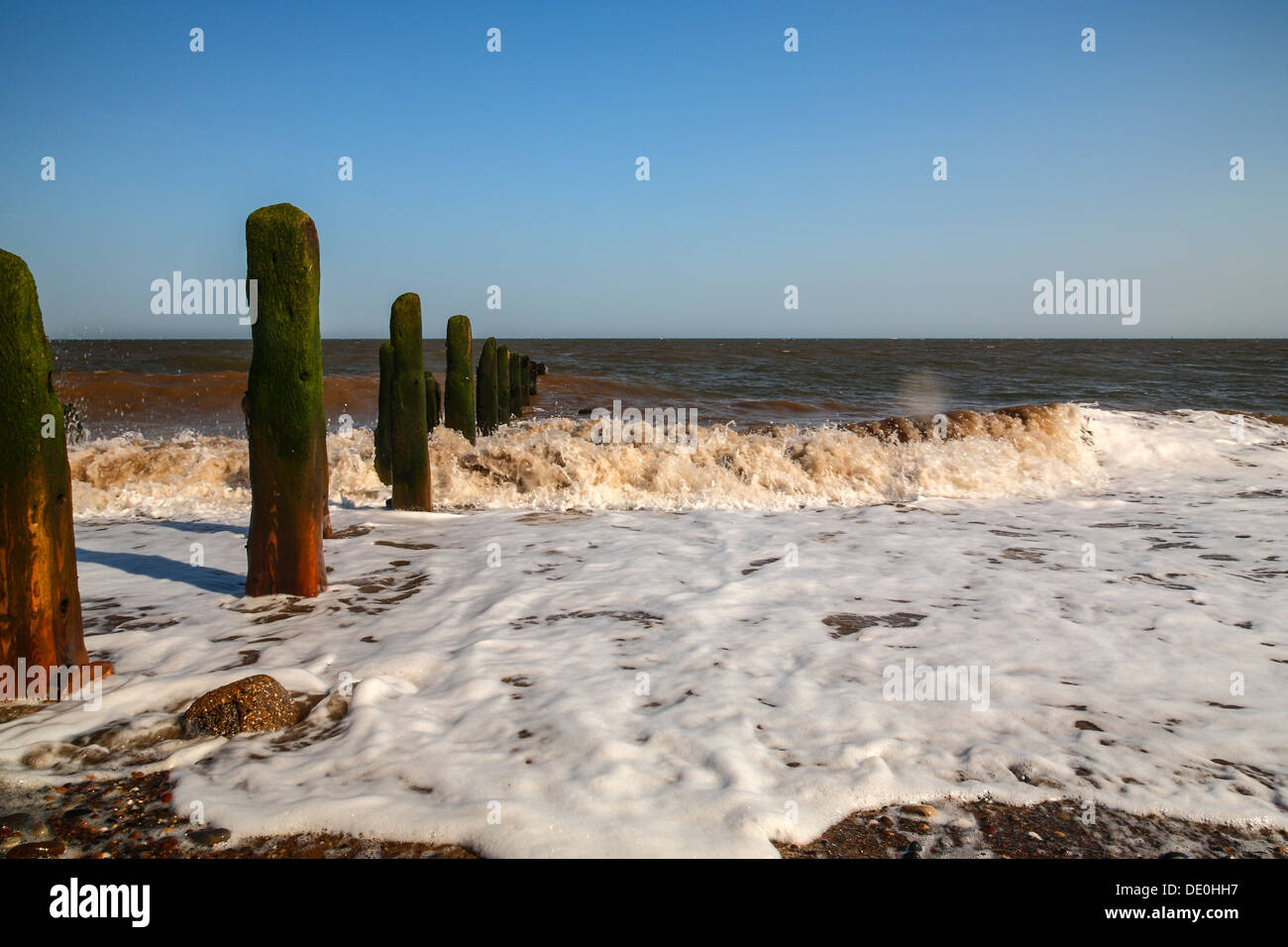 Waves crashing on Spurn Point Beach, Yorkshire Stock Photo - Alamy
