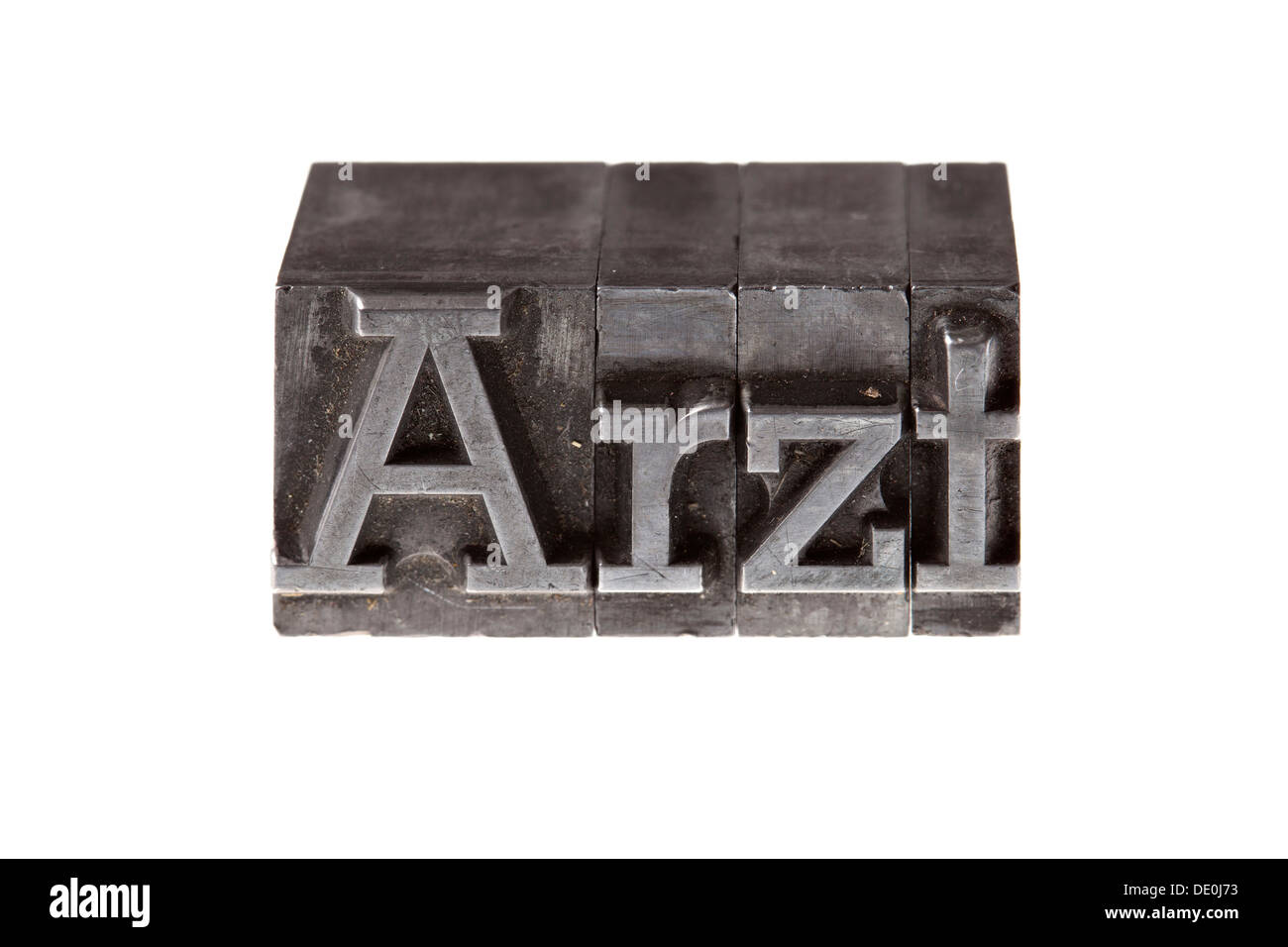 Old lead letters forming the word "Arzt", German for "doctor Stock ...