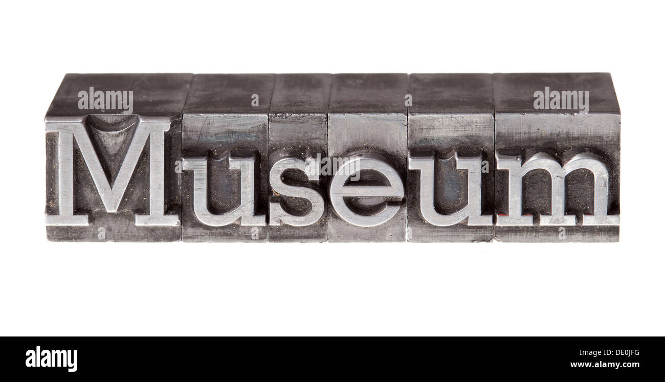 Old lead letters forming the word "Museum Stock Photo - Alamy