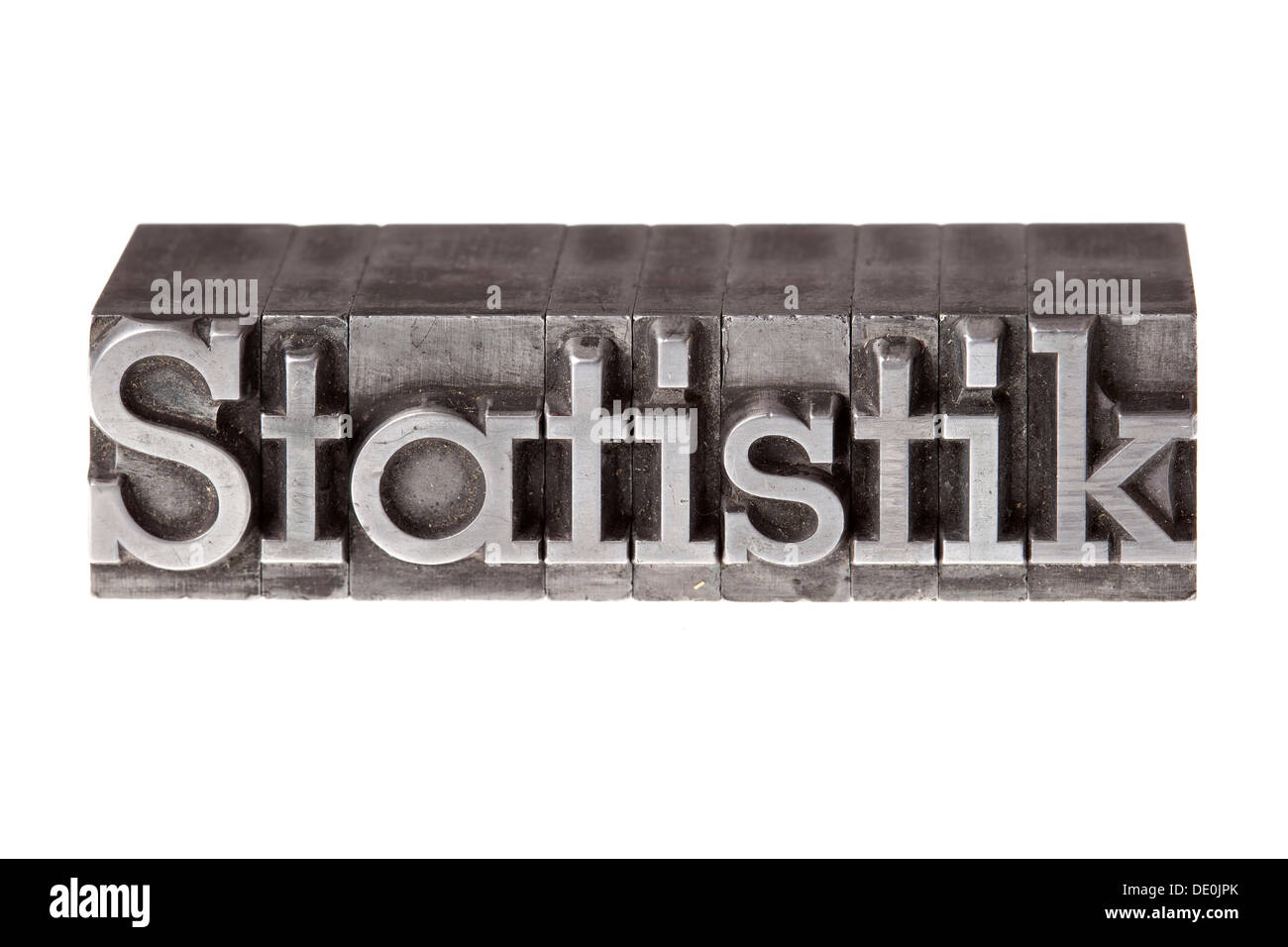 Old lead letters forming the word "Statistik", German for statistics ...