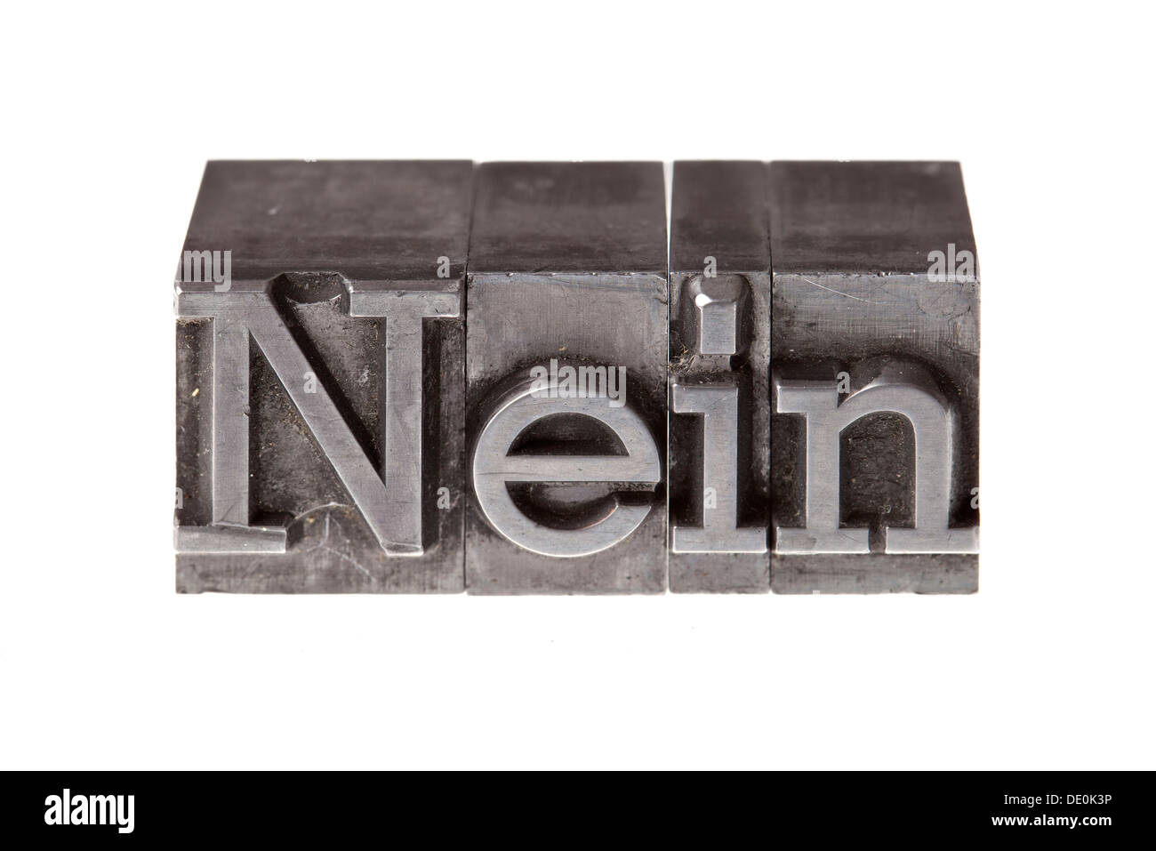 Old lead letters forming the word "Nein", German for No Stock Photo - Alamy