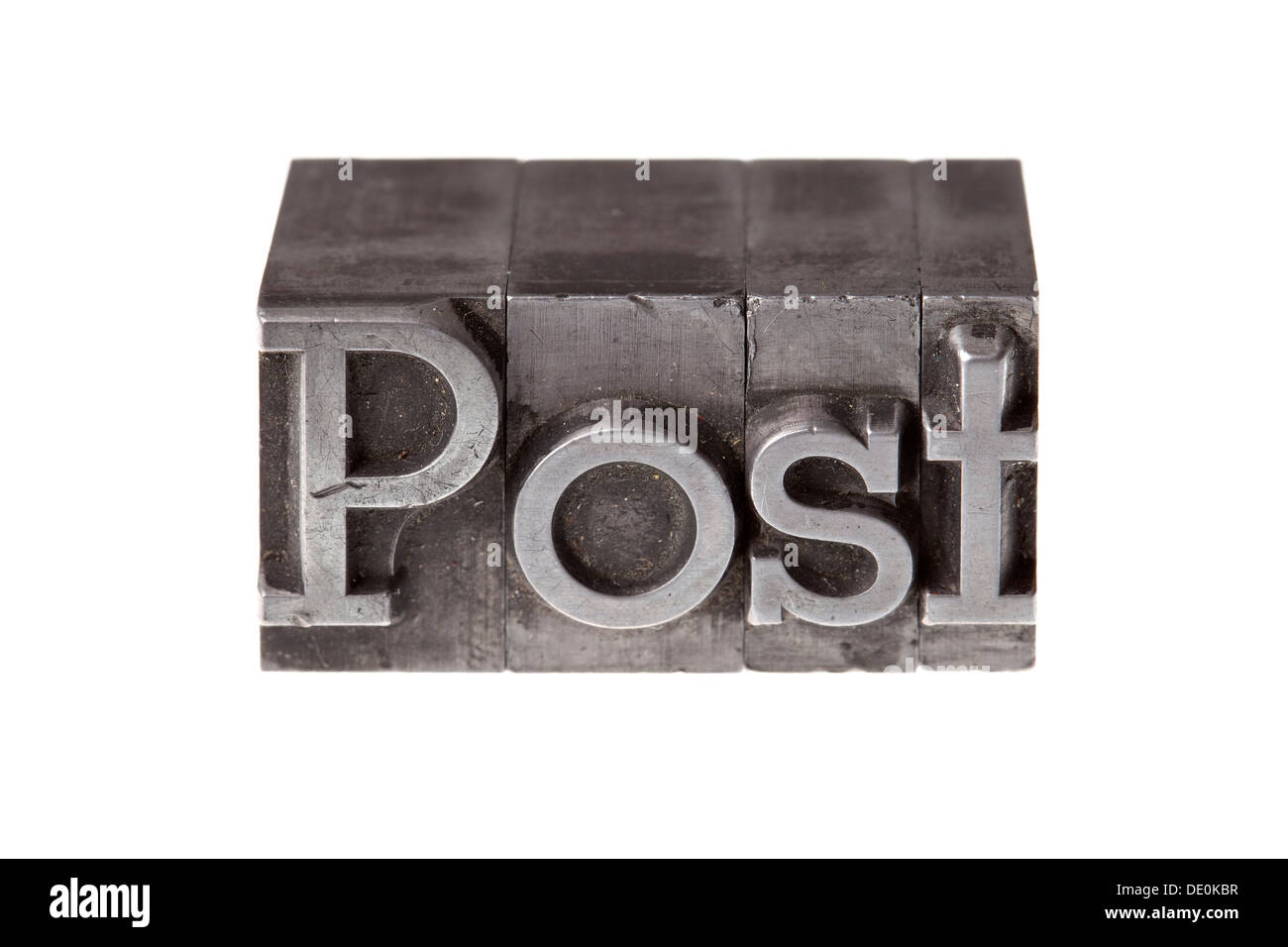 Old lead letters forming the word "Post Stock Photo - Alamy