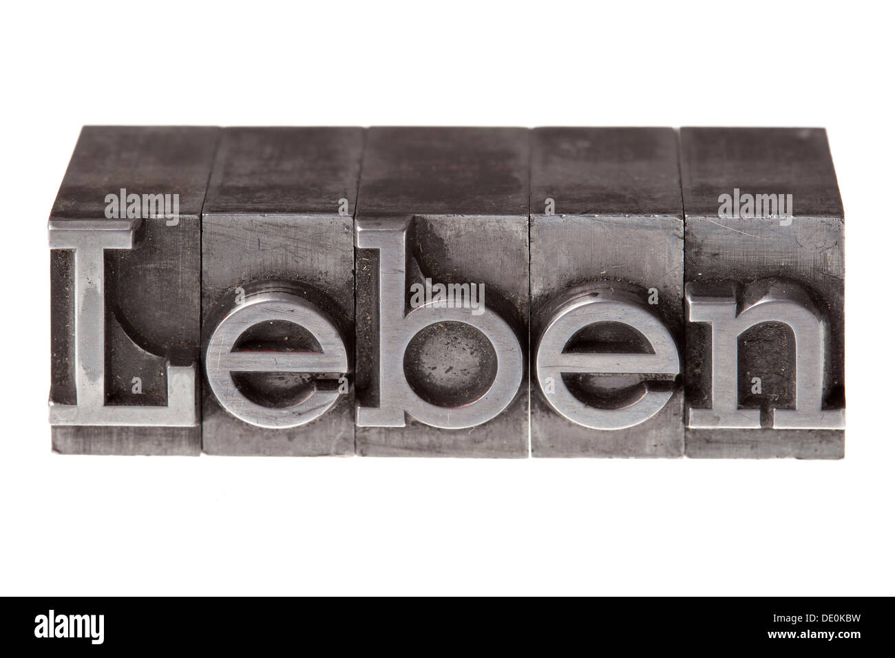 Old lead letters forming the word "Leben", German for life Stock Photo ...