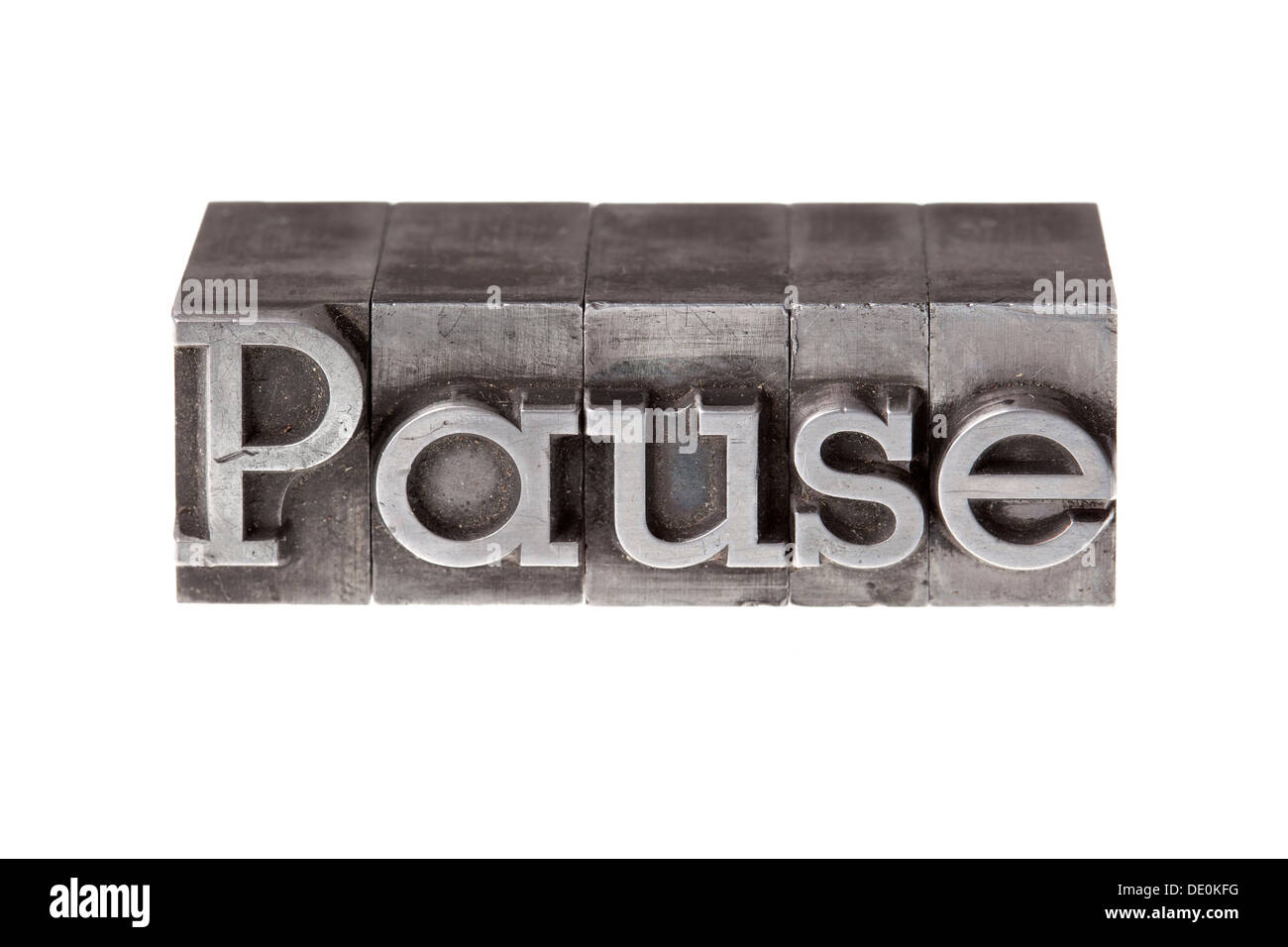 Old lead letters forming the word "Pause Stock Photo - Alamy