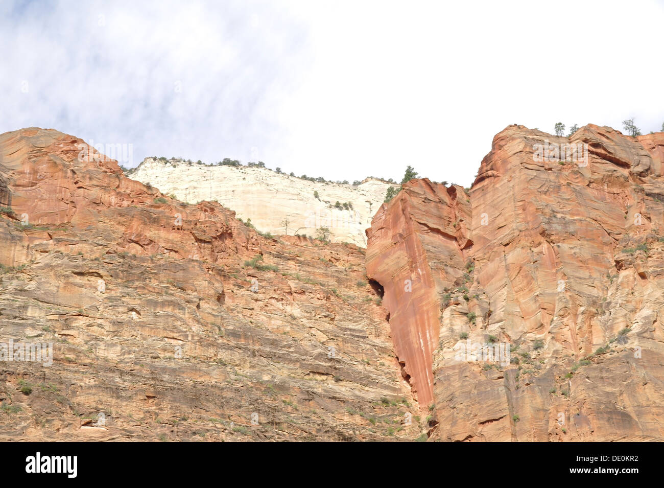Tall vertical joints rock column stack detaching cliff face centre view ...