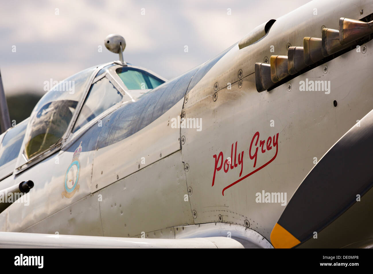 Close-up of cockpit and engine cowling of a Supermarine Spitfire Mk ...