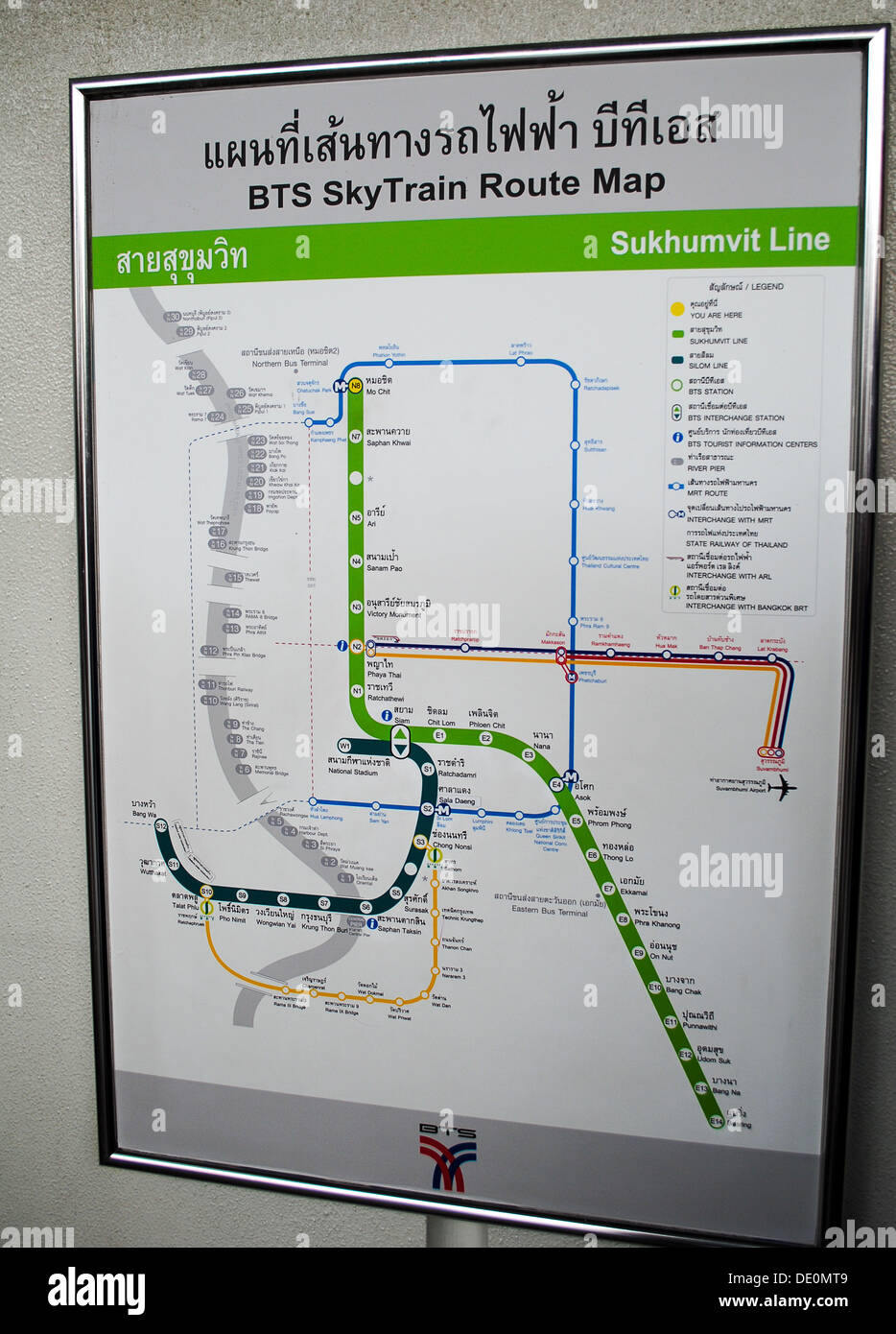 Map of the Bangkok Sky Train routes Stock Photo - Alamy