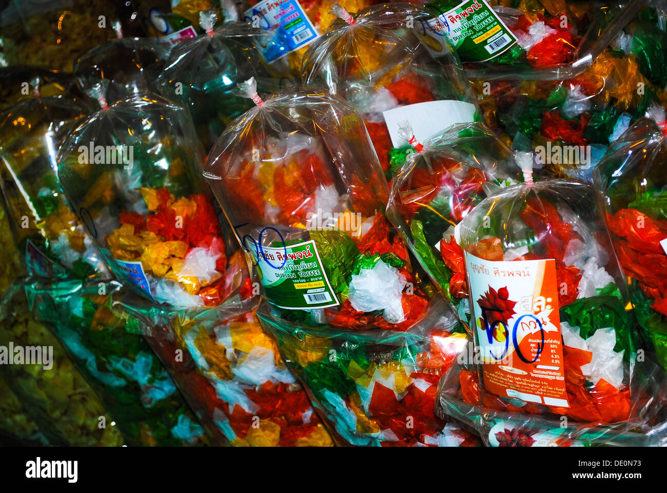 Thai coconut toffee souvenirs packets Stock Photo - Alamy