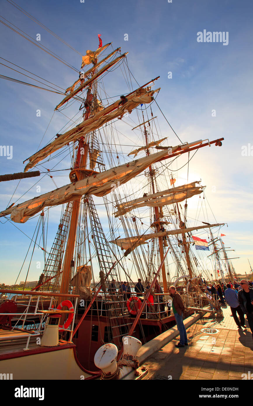 Dutch Tall Ships docked wharf Port River old sailing boats yachts ...