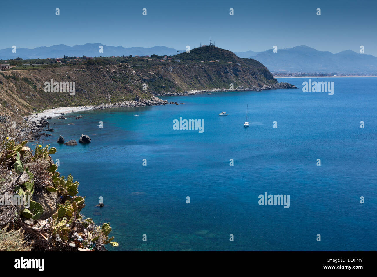 The coastline of Milazzo in the Province of Messina, Sicily Stock Photo ...