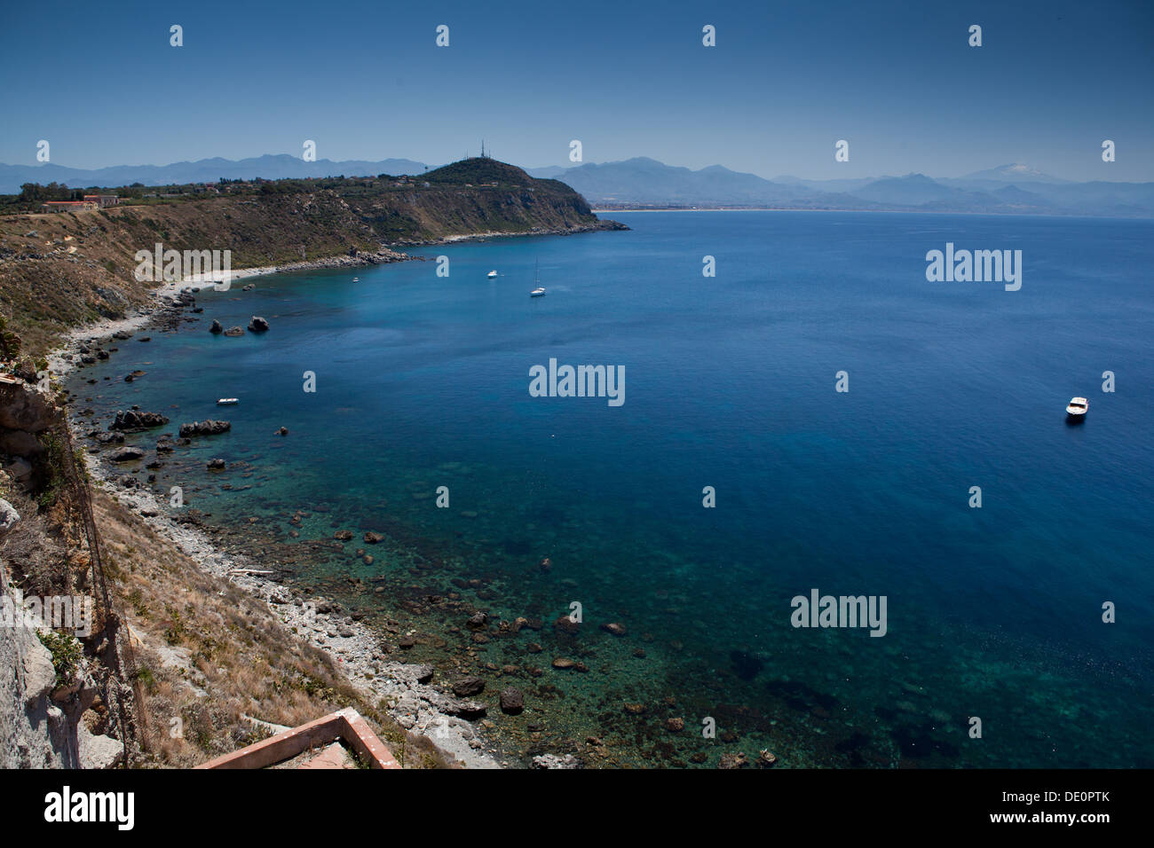 The coastline of Milazzo in the Province of Messina, Sicily Stock Photo ...