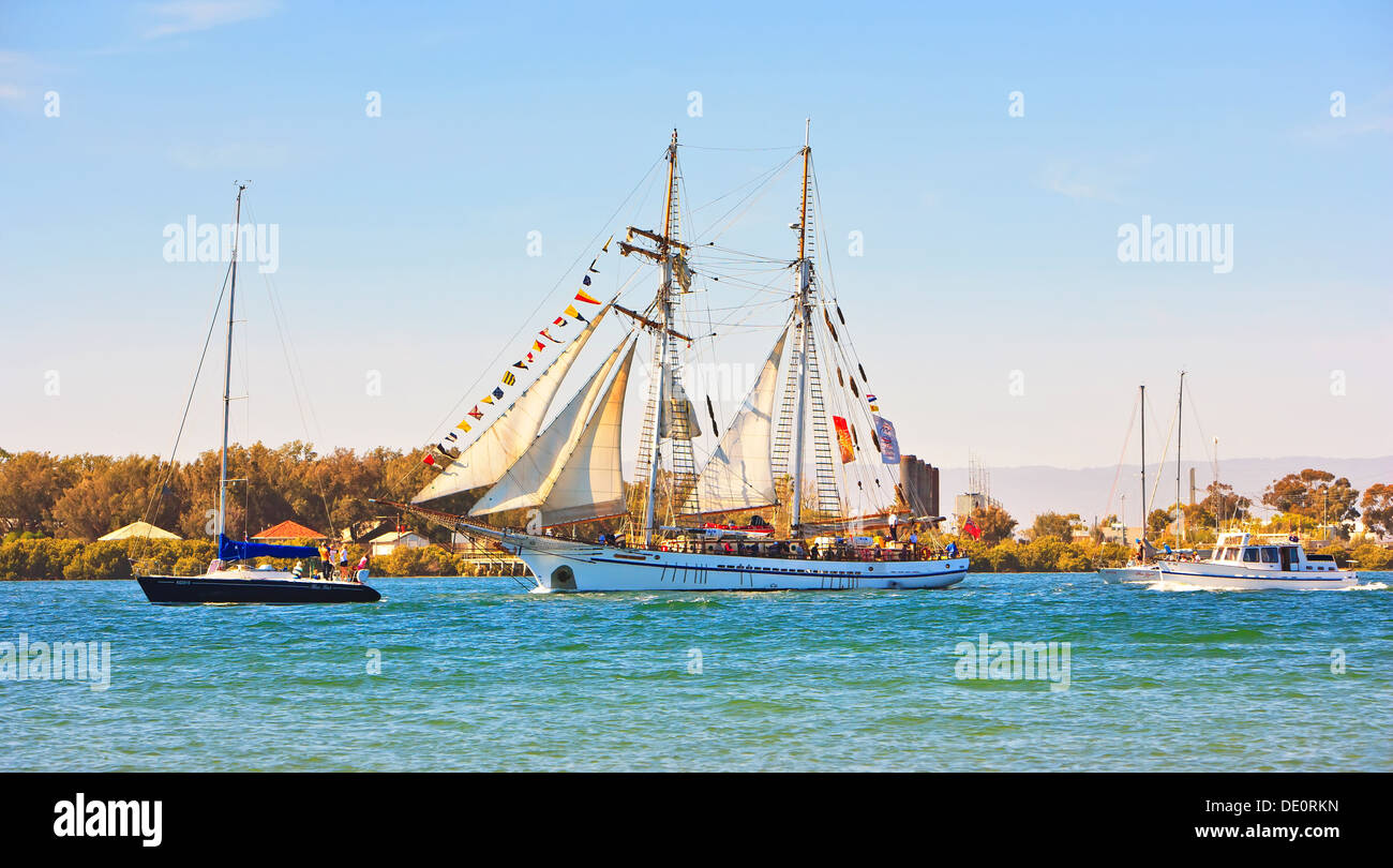 Dutch and Australian Tall ships sailing along the Port River making ...