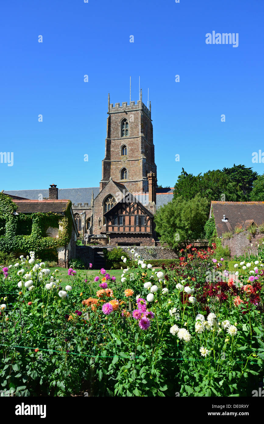 St George's Church from Dream Gardens, Castle Hill, Dunster, Somerset ...