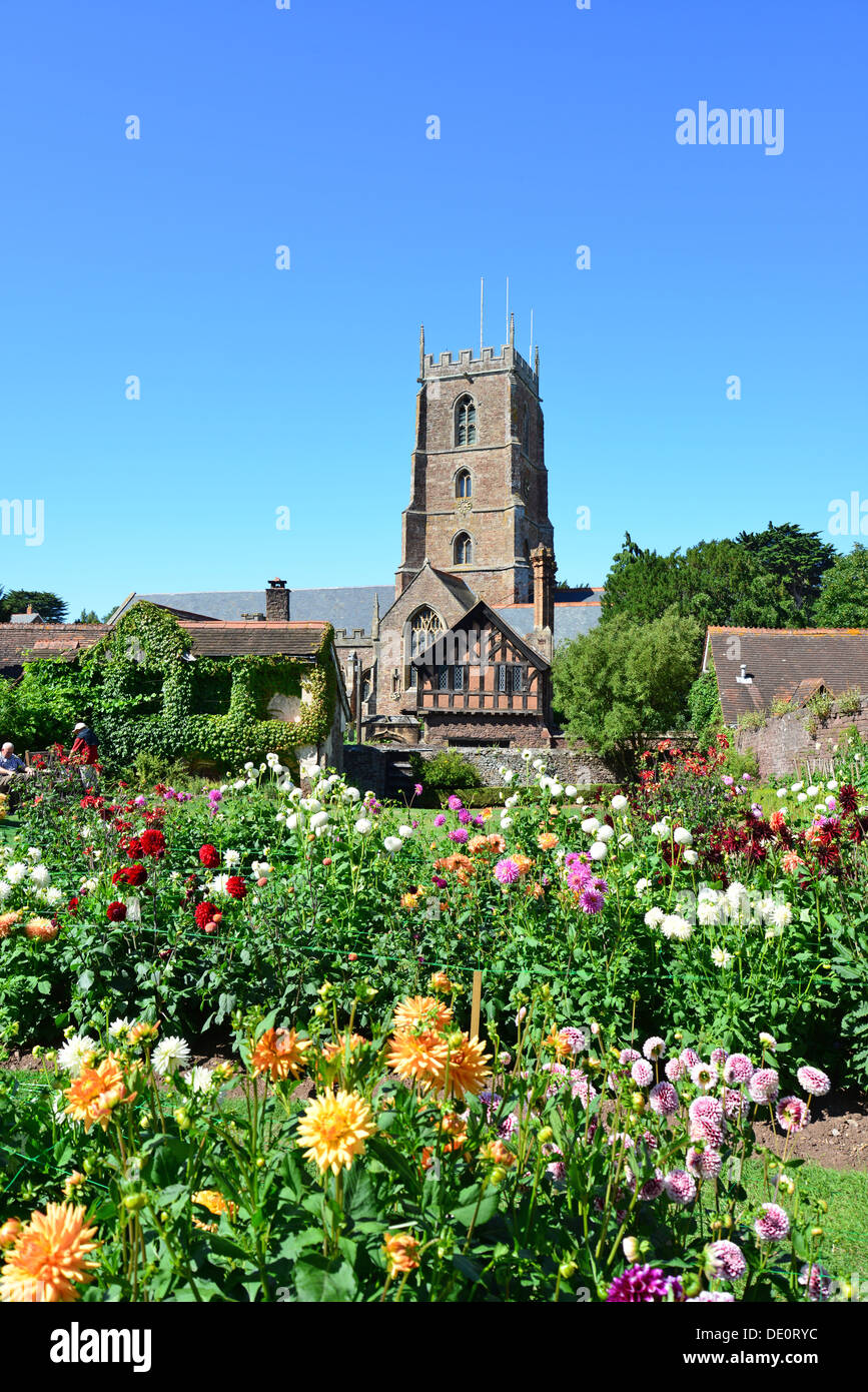 St George's Church from Dream Gardens, Castle Hill, Dunster, Somerset ...