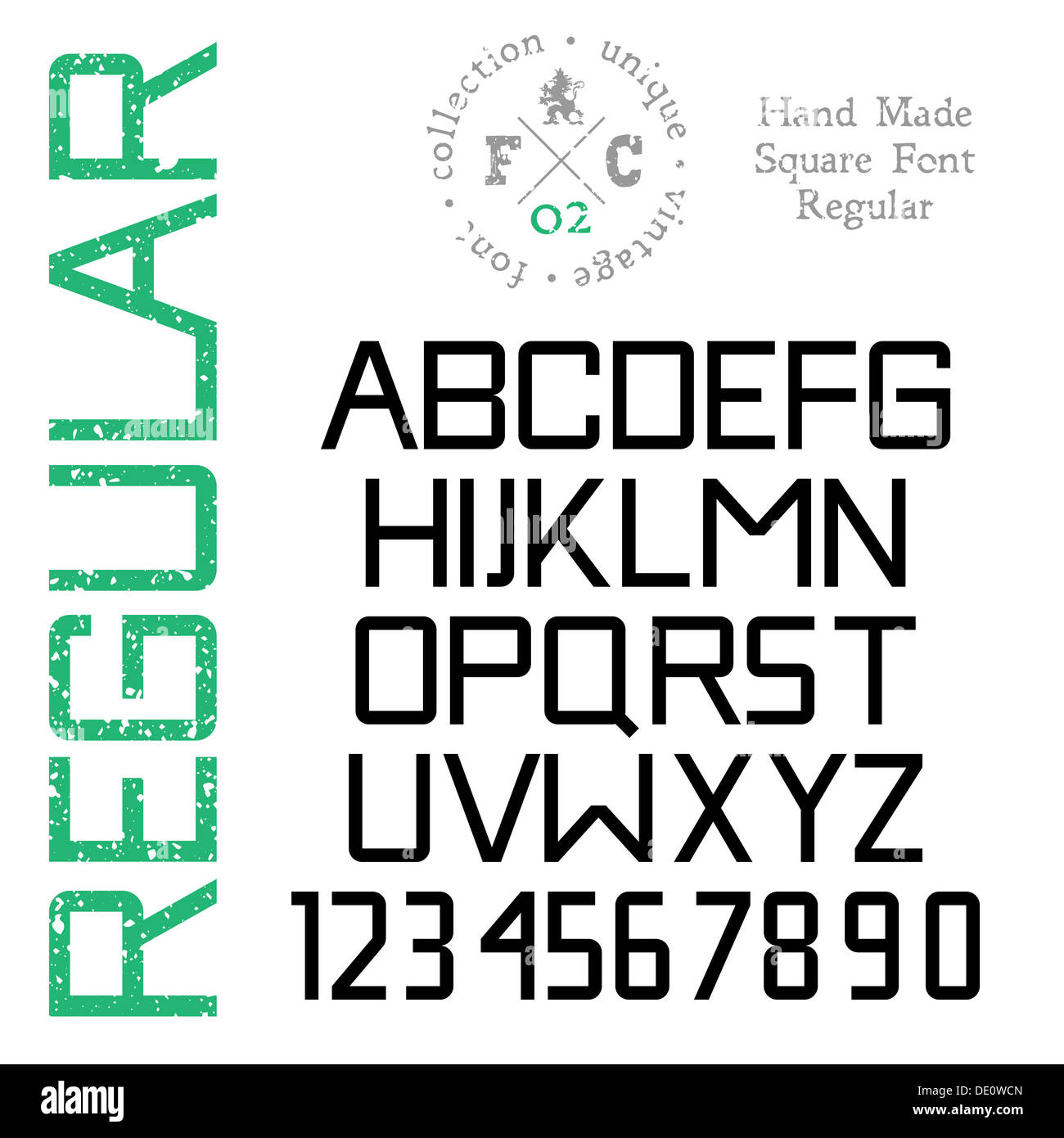 Handmade retro font. Square regular type Stock Photo - Alamy