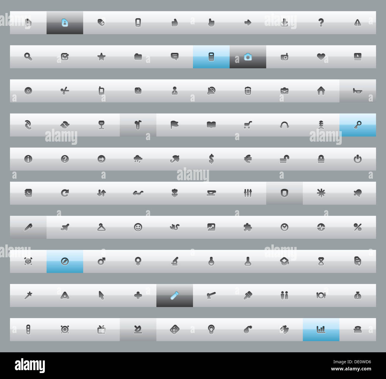 Set of 100 interface buttons for business, entertainment and science ...