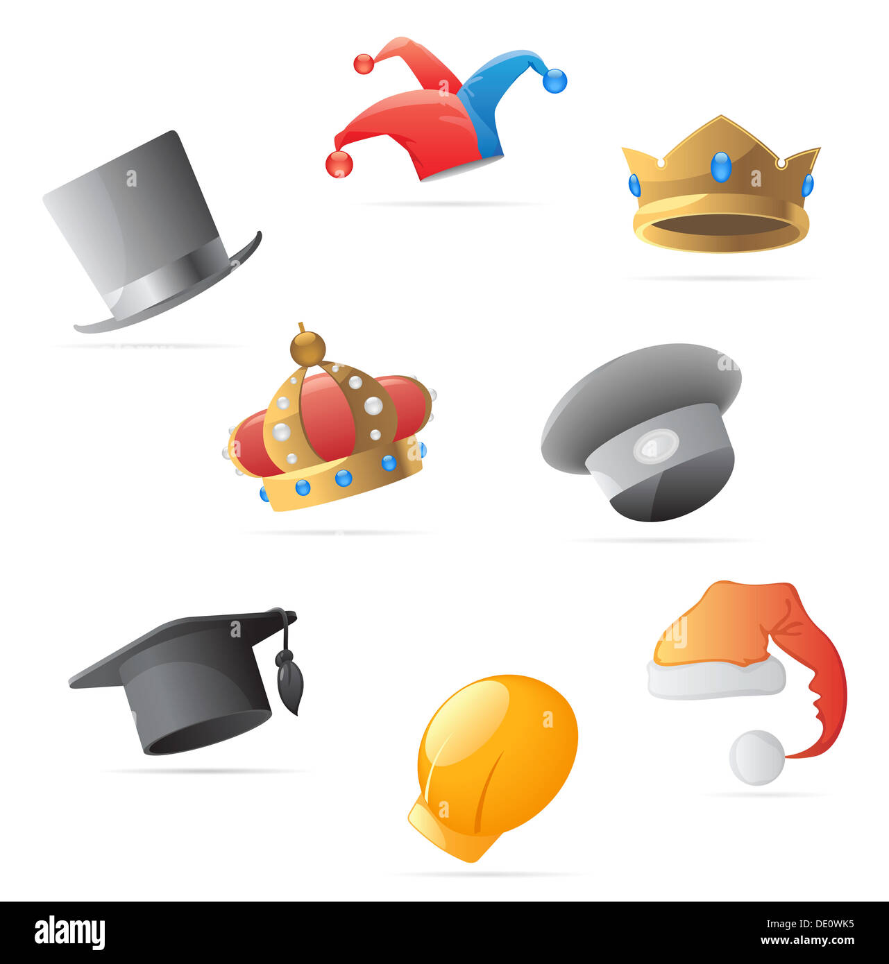 Icons for various hats Stock Photo - Alamy
