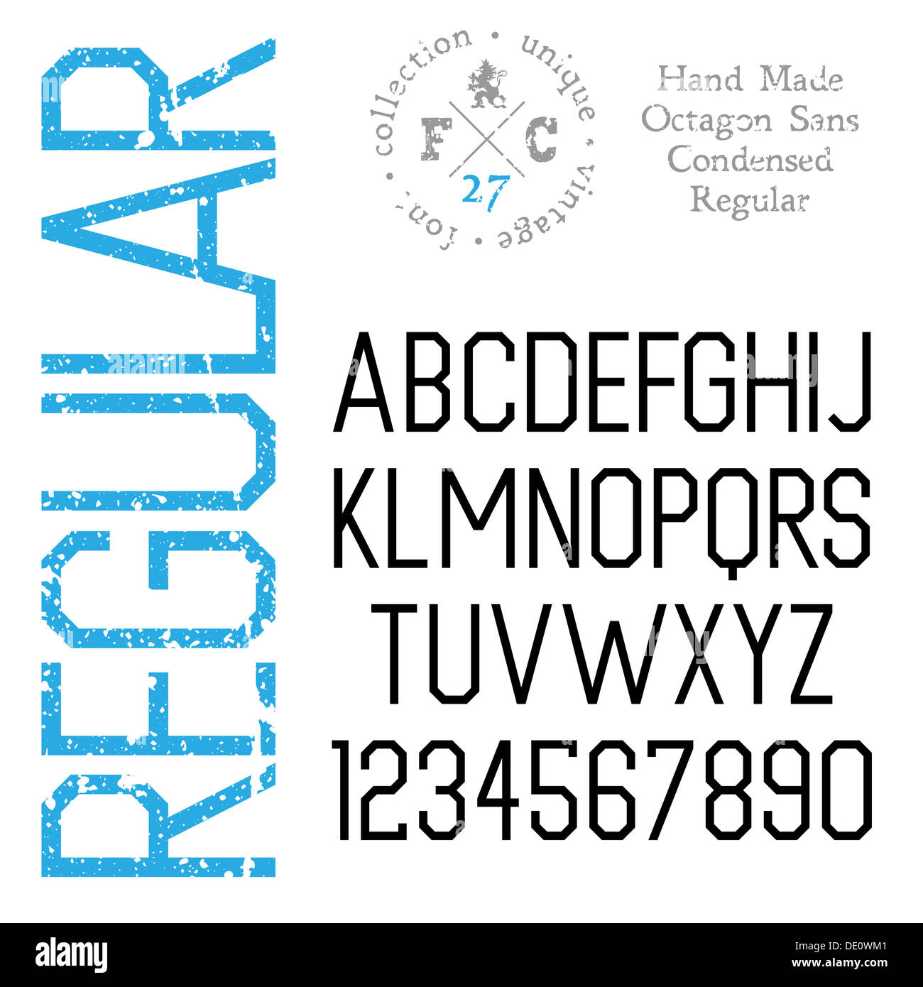 Handmade retro font. Sans serif condensed type Stock Photo - Alamy