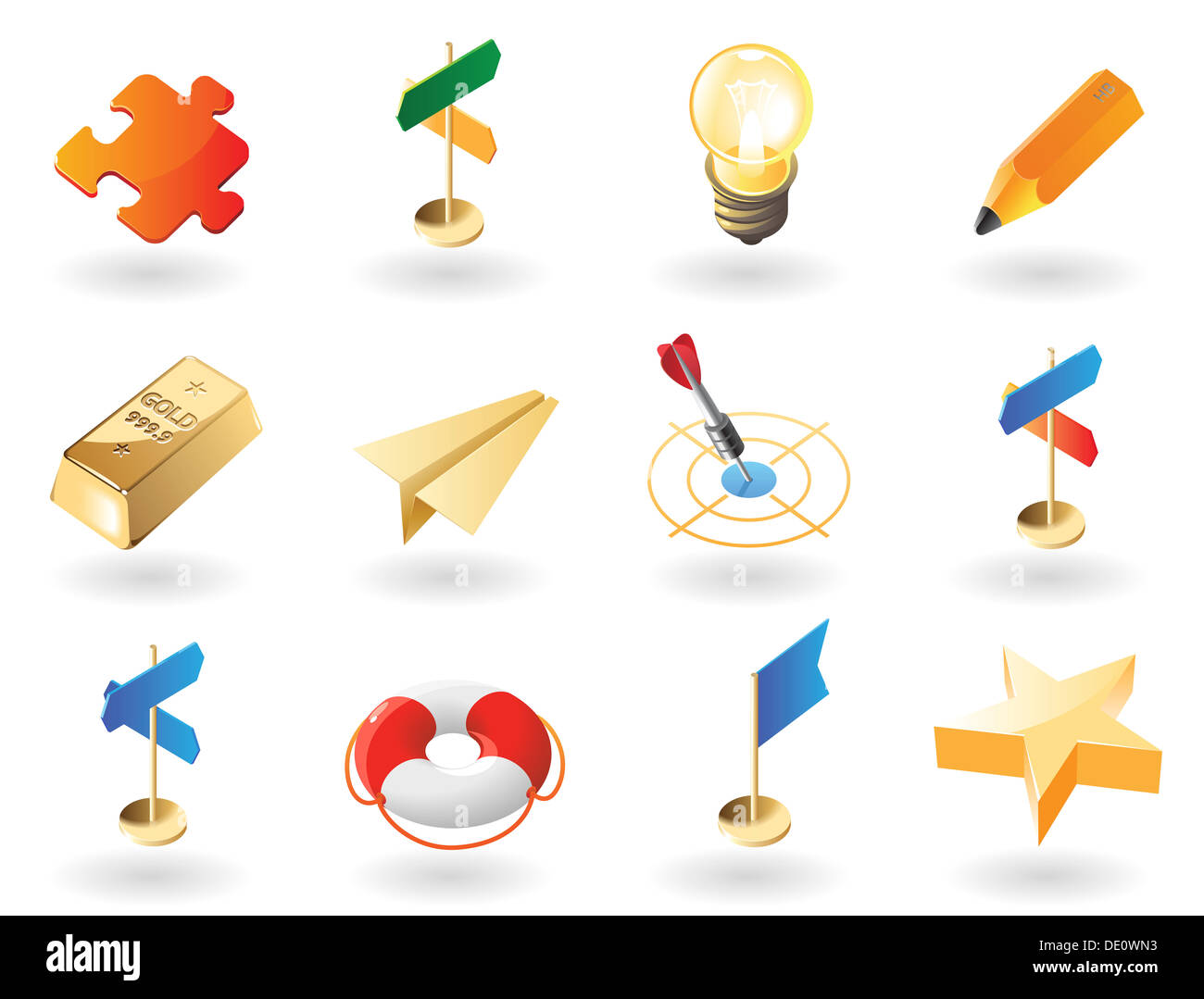 High detailed realistic icons for creative business Stock Photo - Alamy