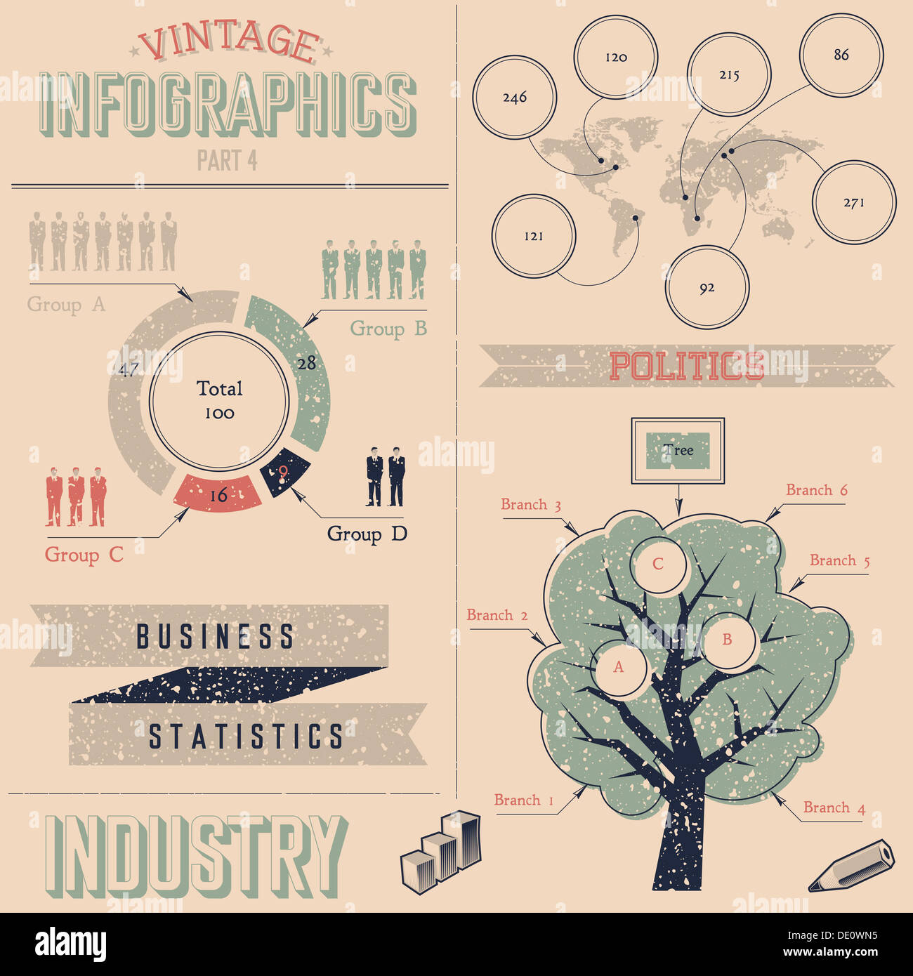 Vintage infographics design elements Stock Photo - Alamy