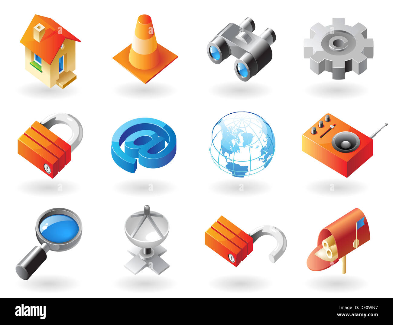 High detailed realistic icons for website interface Stock Photo - Alamy