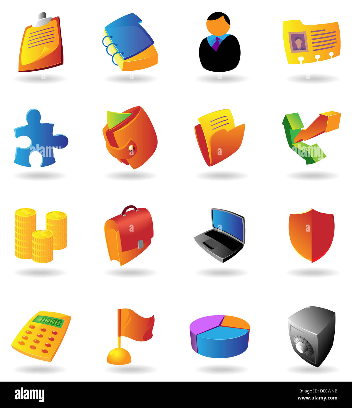 Realistic icons set for business on white background Stock Photo - Alamy