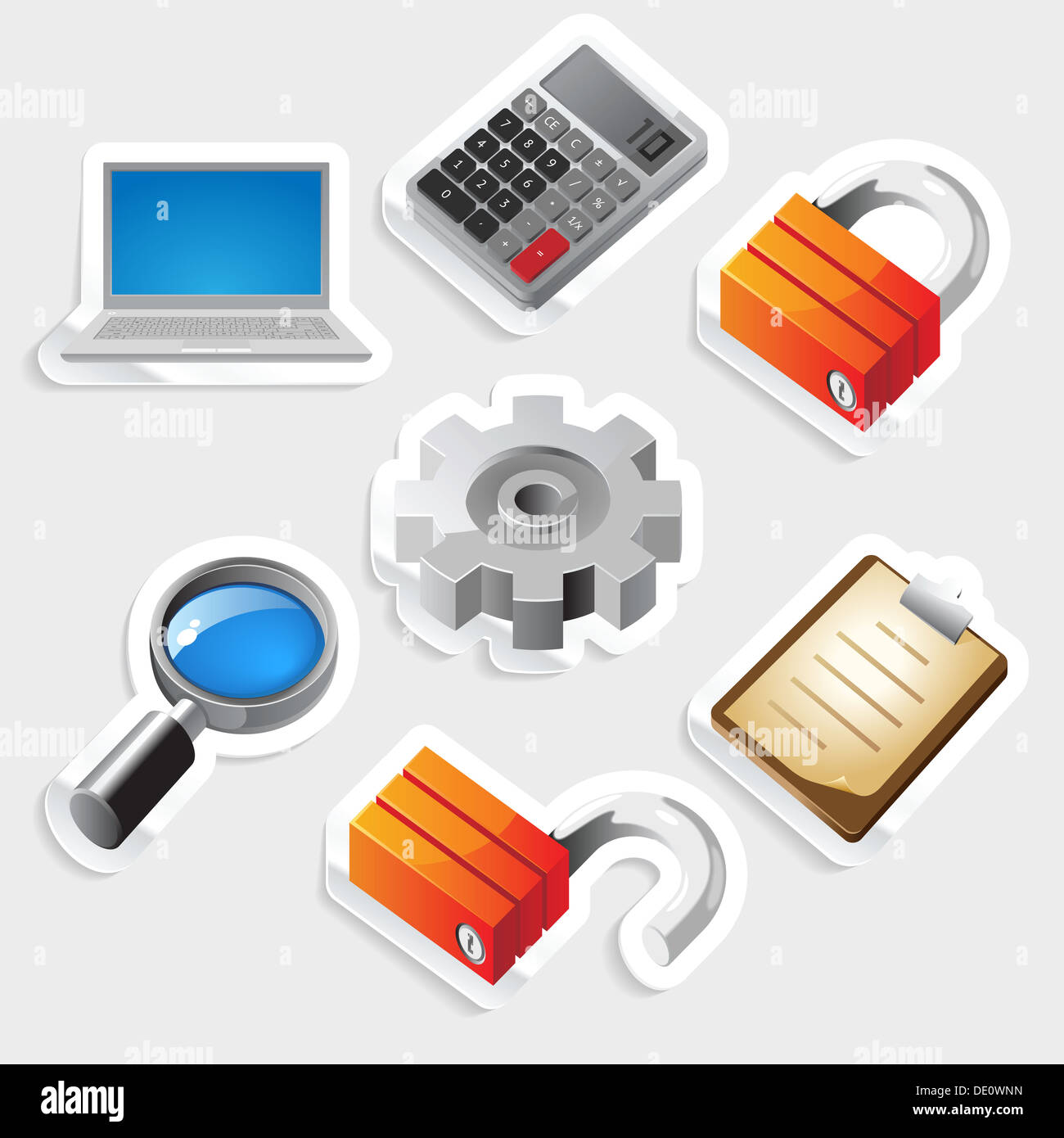 Sticker icon set for computer programs and website interface Stock ...