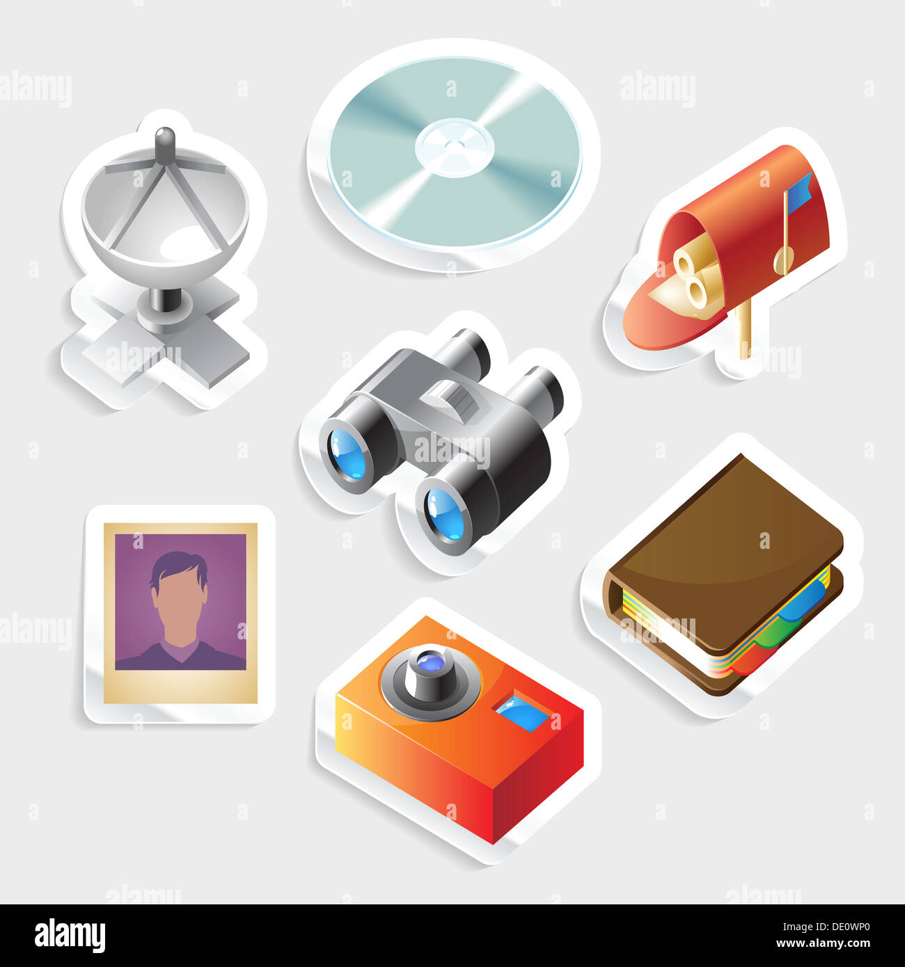 Sticker icon set for computer programs and website interface Stock ...