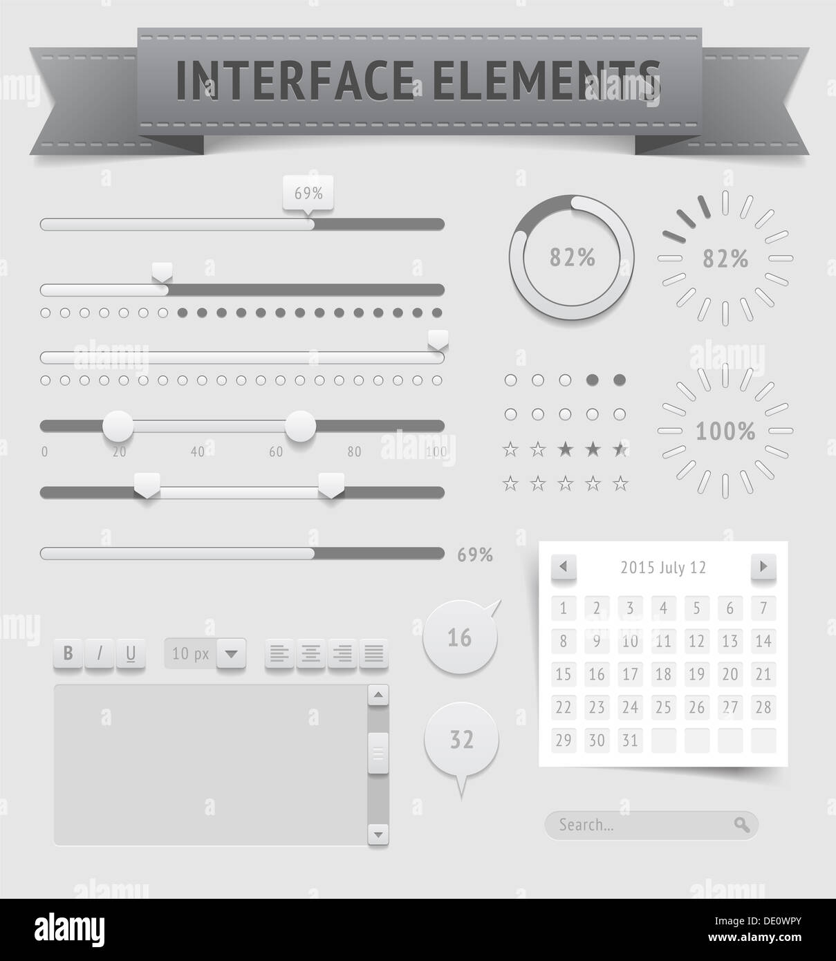 User interface elements. Raster version Stock Photo - Alamy