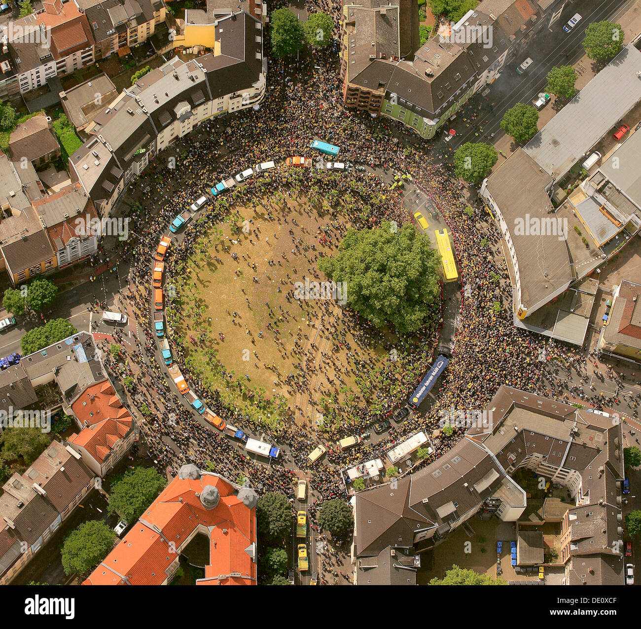 Aerial view, Borsigplatz square, motorcade to celebrate the team of the ...