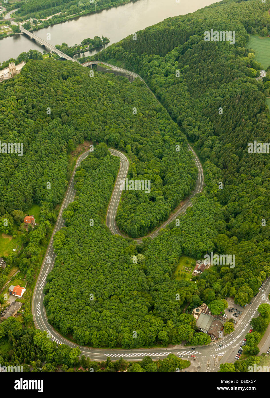 Winding road aerial view hi-res stock photography and images - Alamy
