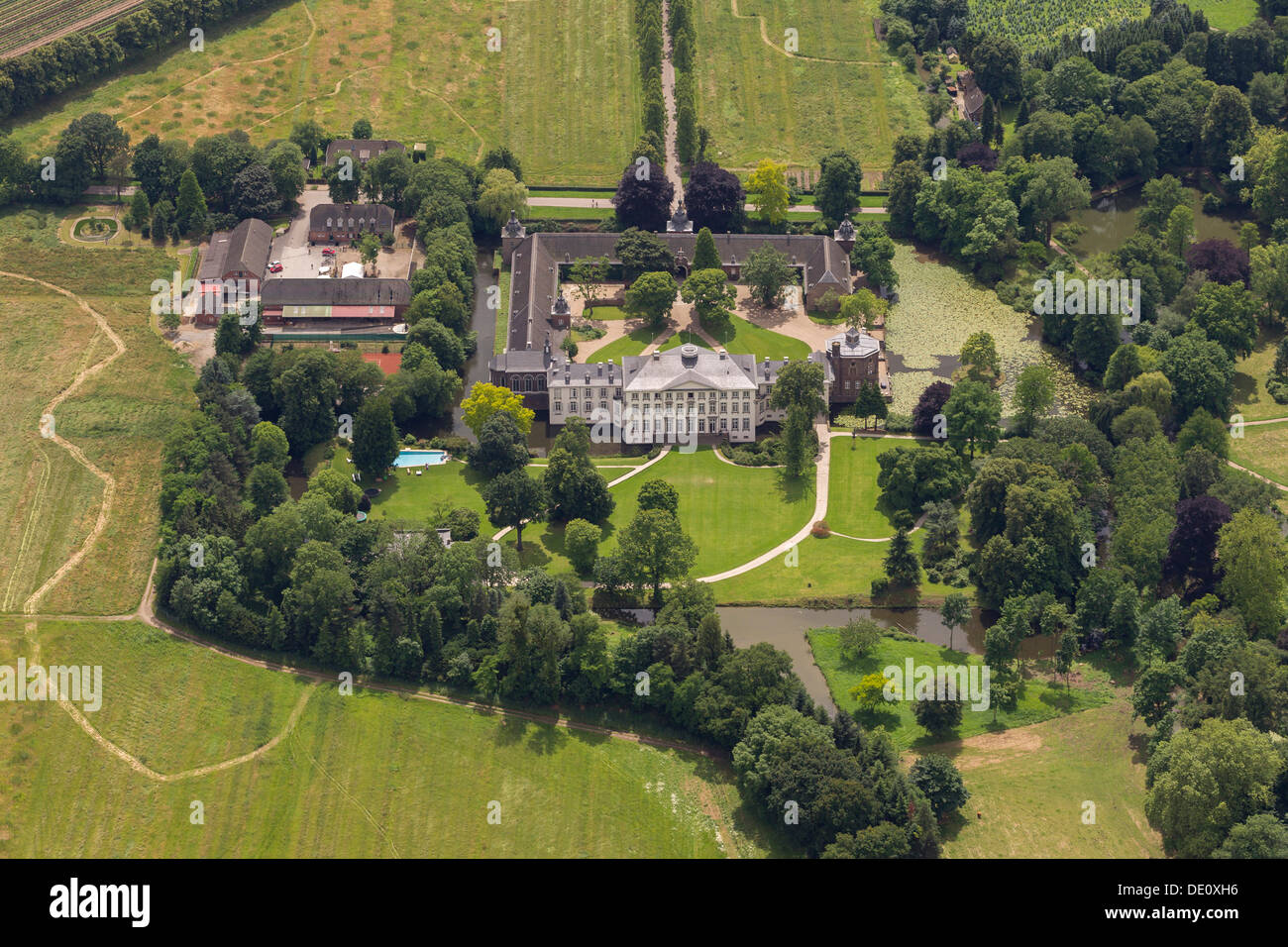 Aerial view, Heltorf castle, Angermund, Duesseldorf, Ruhr area, North ...