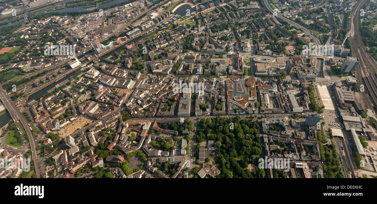 Aerial view, panoramic view of Duisburg, Ruhr Area, North Rhine ...
