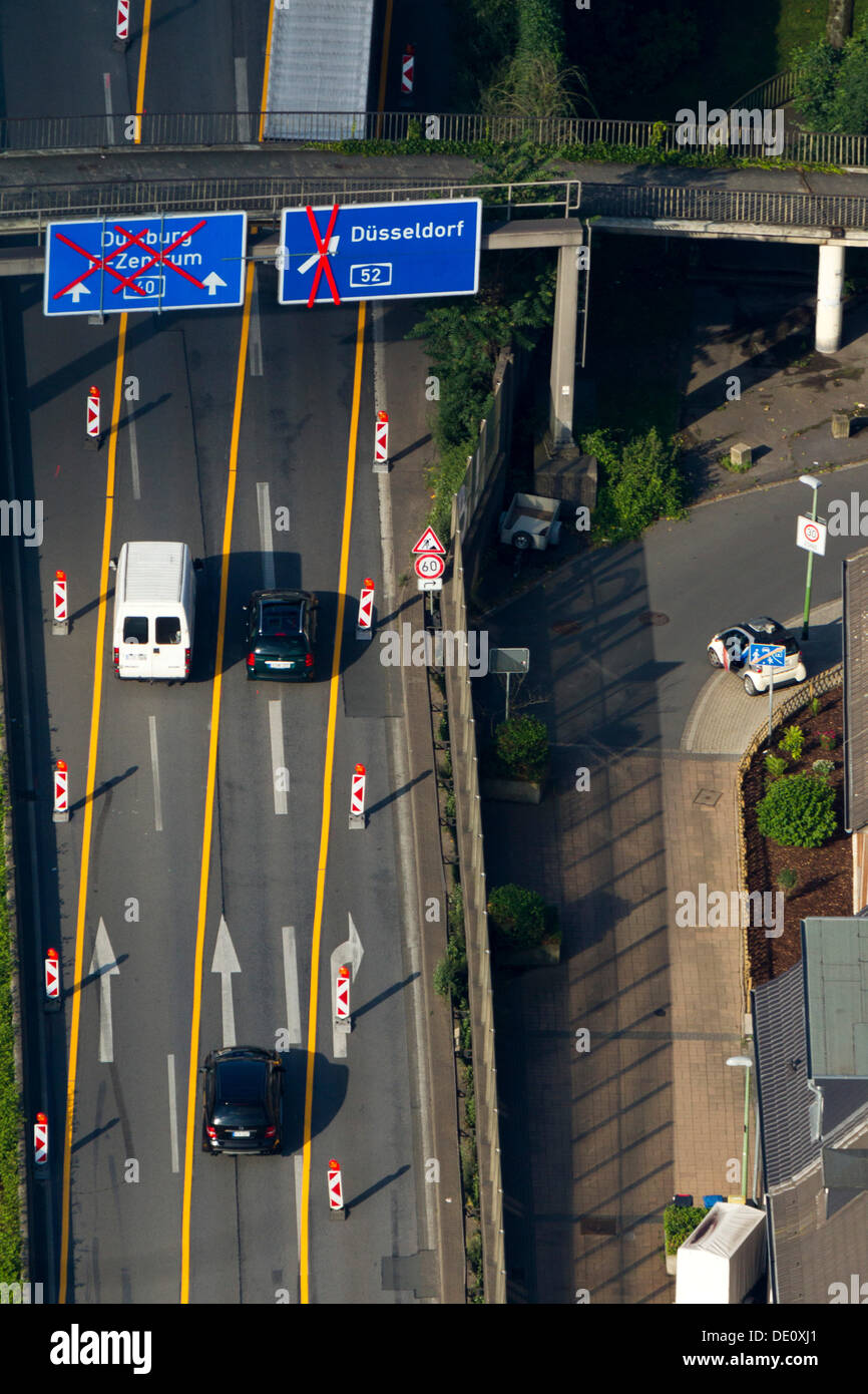 Aerial view, A40 motorway, motorway junction A52, A40 and B1 ...