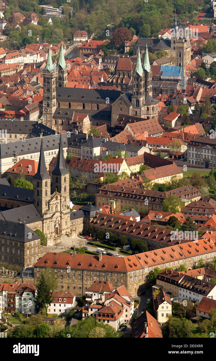 Aerial view, St. Michael's Church, Bamberg, Upper Franconia, Bavaria ...