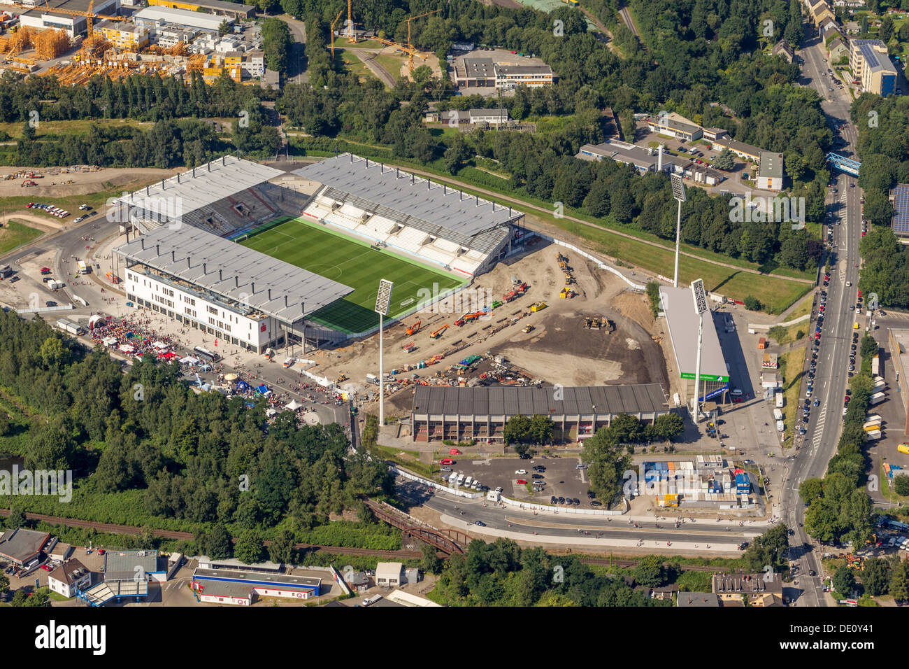 Aerial view, the newly opened stadium in Essen, Ruhr Area, North Rhine ...