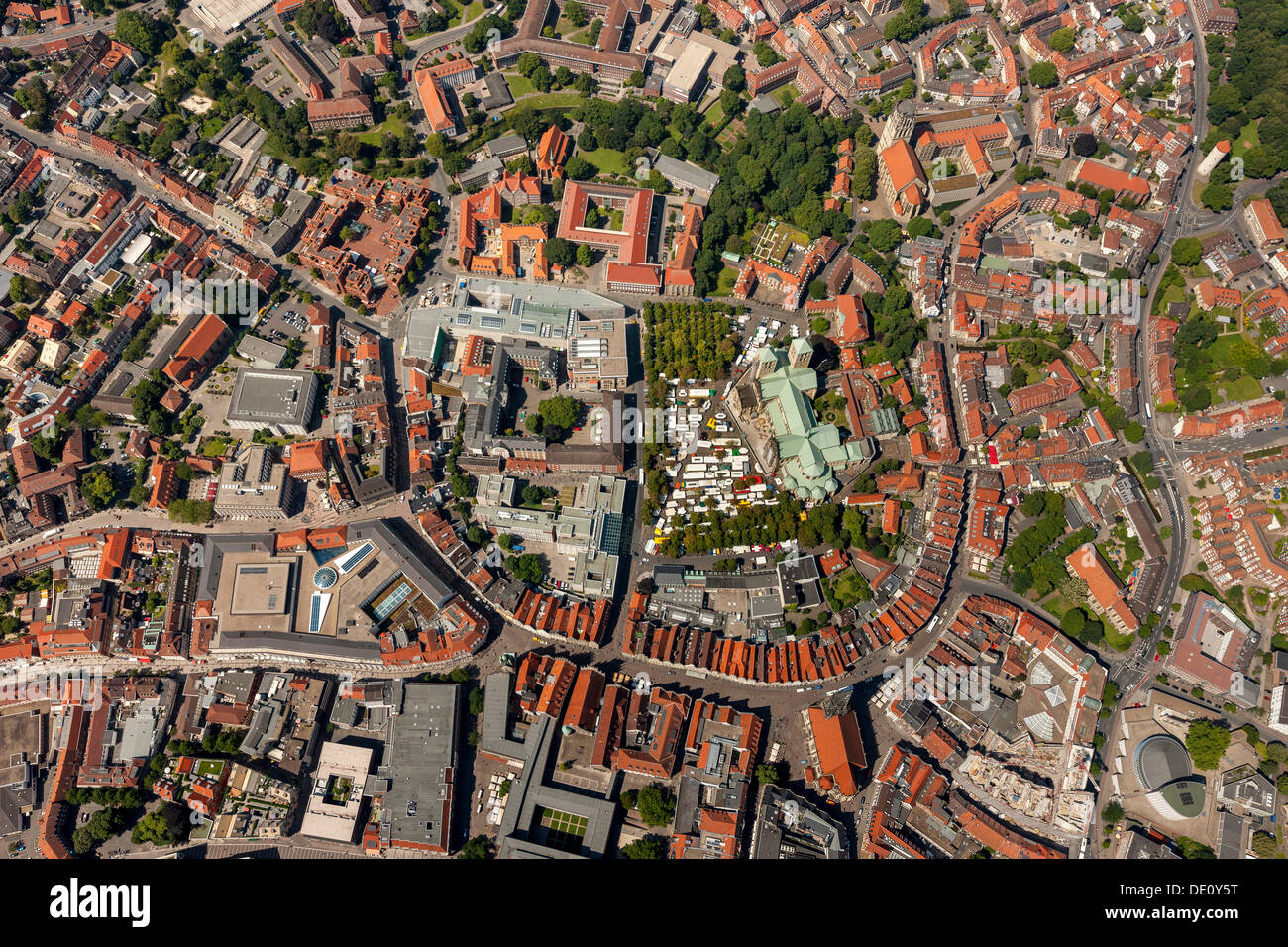 Aerial view, city centre of Muenster, Muenster region, North Rhine ...