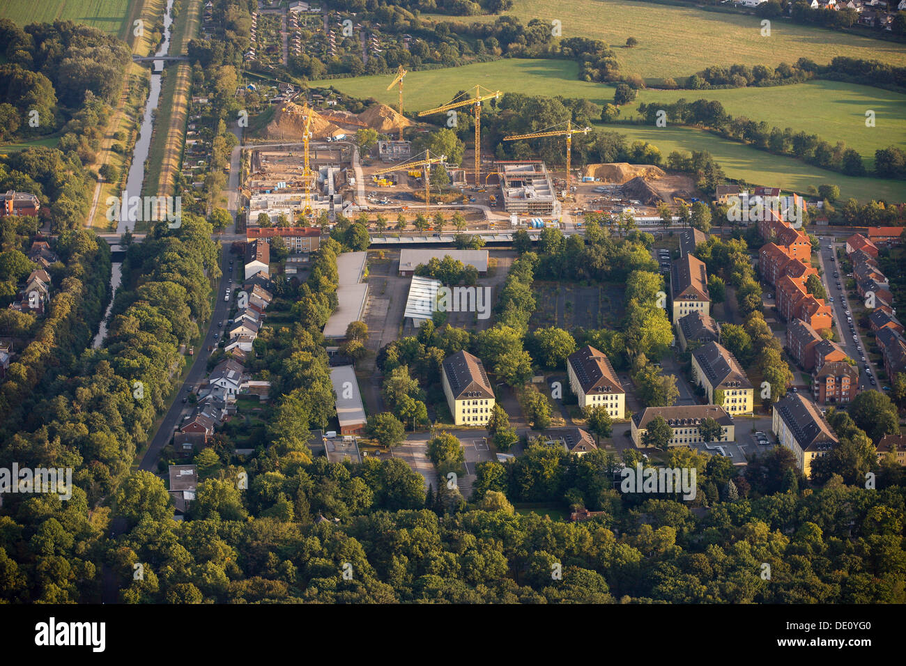 Aerial view, Hochschule Hamm-Lippstadt university, construction site of ...