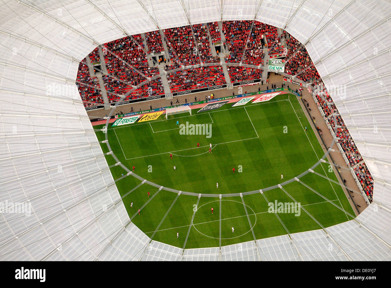 Aerial view, BayArena stadium, Leverkusen, Rhineland, North Rhine ...