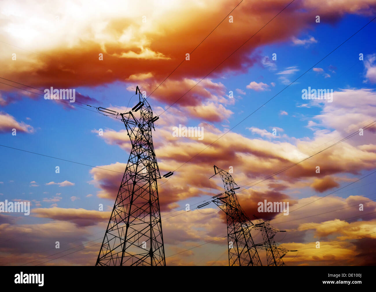 Power tower in the sky background Stock Photo - Alamy